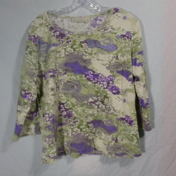 Appleseed's | Tops | Appleseeds Green Multi Mid Sleeve Top Size L ...